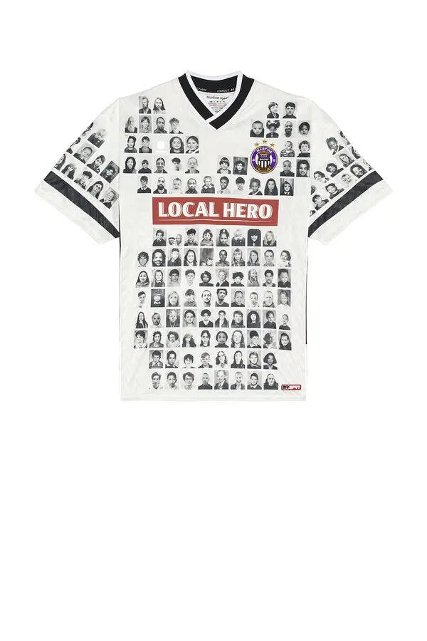 Martine Rose Printed Football Top In White Faces - 30% Off